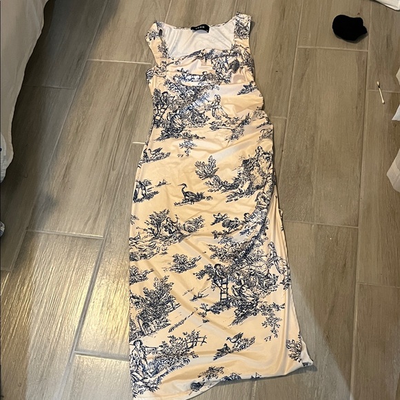 Cider | Dresses | Cider Blue And Cream Midi Dress | Poshmark